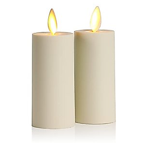 Luminara Realistic Artificial Moving Flame Votive Candle - Set of 2 - Moving Flame LED Battery Operated Lights for Christmas, Halloween - Remote Ready - Remote Sold Separately - Ivory - 1.5" x 4"