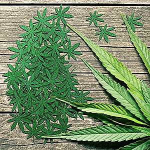 100 Pieces Green Glitter Weed Leaf Paper Confetti Green Leaf Confetti Pot Leaves Paper Confetti for 420 Birthday Party Wedding Festival Table Baby Shower Decorations