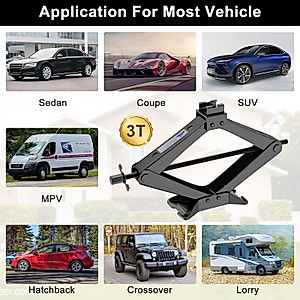 IMAYCC 3 Ton (6609 lbs) Car Jack - Bi-Directional Scissor Jack for Sedan, Coupe, SUV, MPV & More