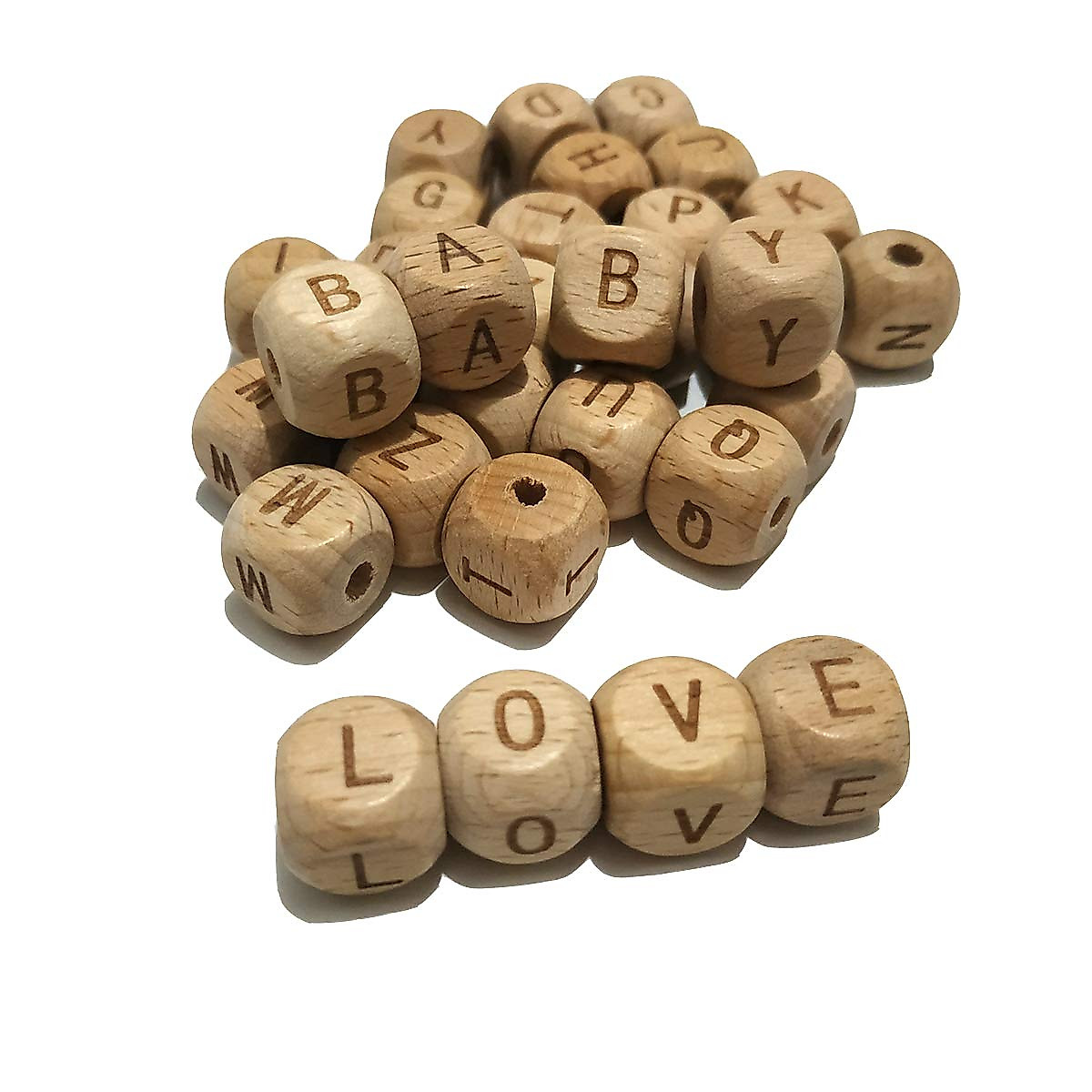 Beech Alphabet Letter Beads 100pc 12mm Square Shape Beech Wood Letter Beads Necklace Accessory DIY Jewelry Beads