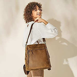 S-ZONE Women Vintage Genuine Leather Backpack Purse Anti-theft Fashion Travel Daypack
