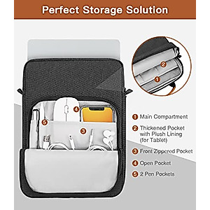 MoKo 13.3-14 Inch Laptop Sleeve Bag Fits MacBook Pro 13" M2 2022/Pro M1 Pro/M1 Max 14.2 2021, MacBook Air 13.6" M2 2022, Tab S8 Ultra 14.6", Handle Carrying Case with Shoulder Strap, Black & Gray