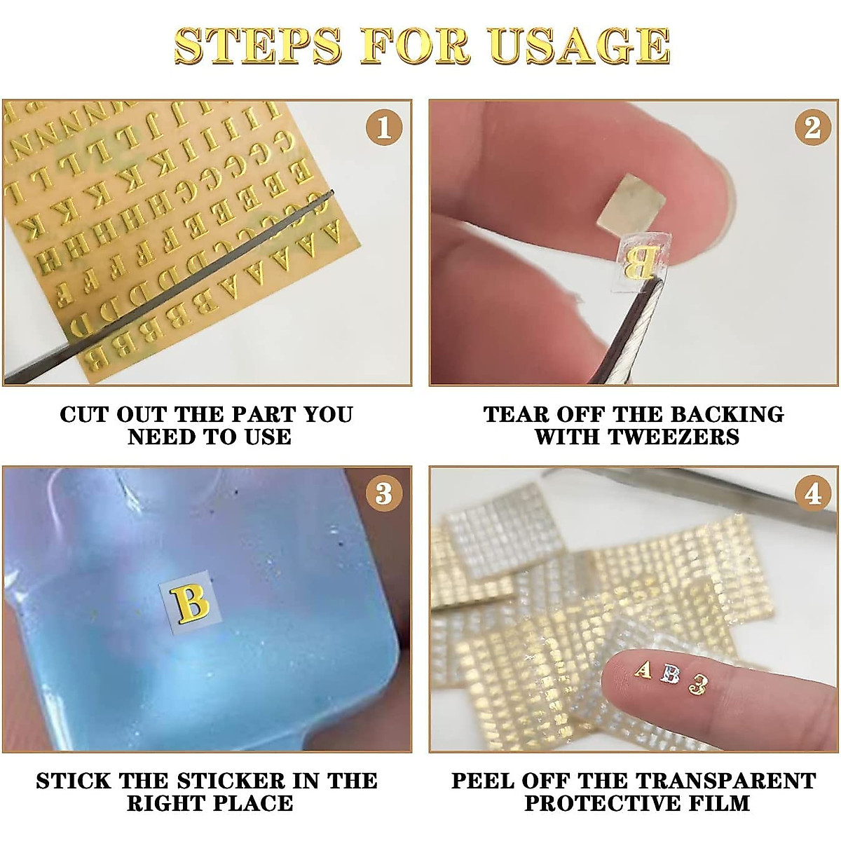 18 Sheets Small Letter Stickers for Resin,Mini Gold/Silver Letter Stickers Metallic Alphabet Number Stickers for Nail Art Epoxy Resin Crafts,Glitter Self Adhesive DIY Scrapbook Stickers with Tweezers