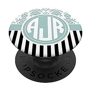 AJR Monogram Gift Blue Damask Initials AJR or ARJ PopSockets Grip and Stand for Phones and Tablets