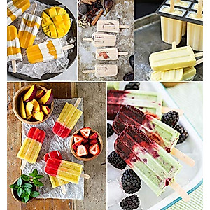 Ouddy Popsicles Molds, 10 Cavities Food Grade Popsicle Maker with 50 Popsicle Sticks & 1 Silicone Funnel, Silicone Popsicle Molds for Kids, Frozen Ice Pop Mold for Homemade Popsicles