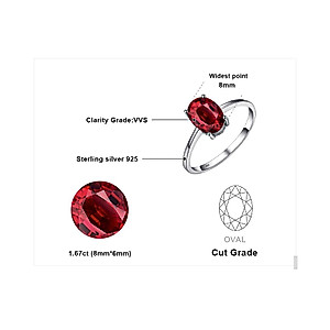 JewelryPalace Class Natural Red Gemstone Garnet Birthstone Solitaire Engagement Rings for Women, Anniversary 14K Gold Plated 925 Sterling Silver Promise Rings for Her Size 6