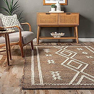 nuLOOM Ricki Hand Woven Tribal Flatweave Area Rug, 8' x 10', Natural