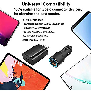 Samsung Super Fast Charger Type C Kit,25W PD USB C Wall/Car Charger for Samsung Galaxy S22/S21/S20/Plus/Ultra/FE/Note 20/10/A71,2020/2018 iPad Pro/Air,with 2X USB C-to-C Cable(5ft)