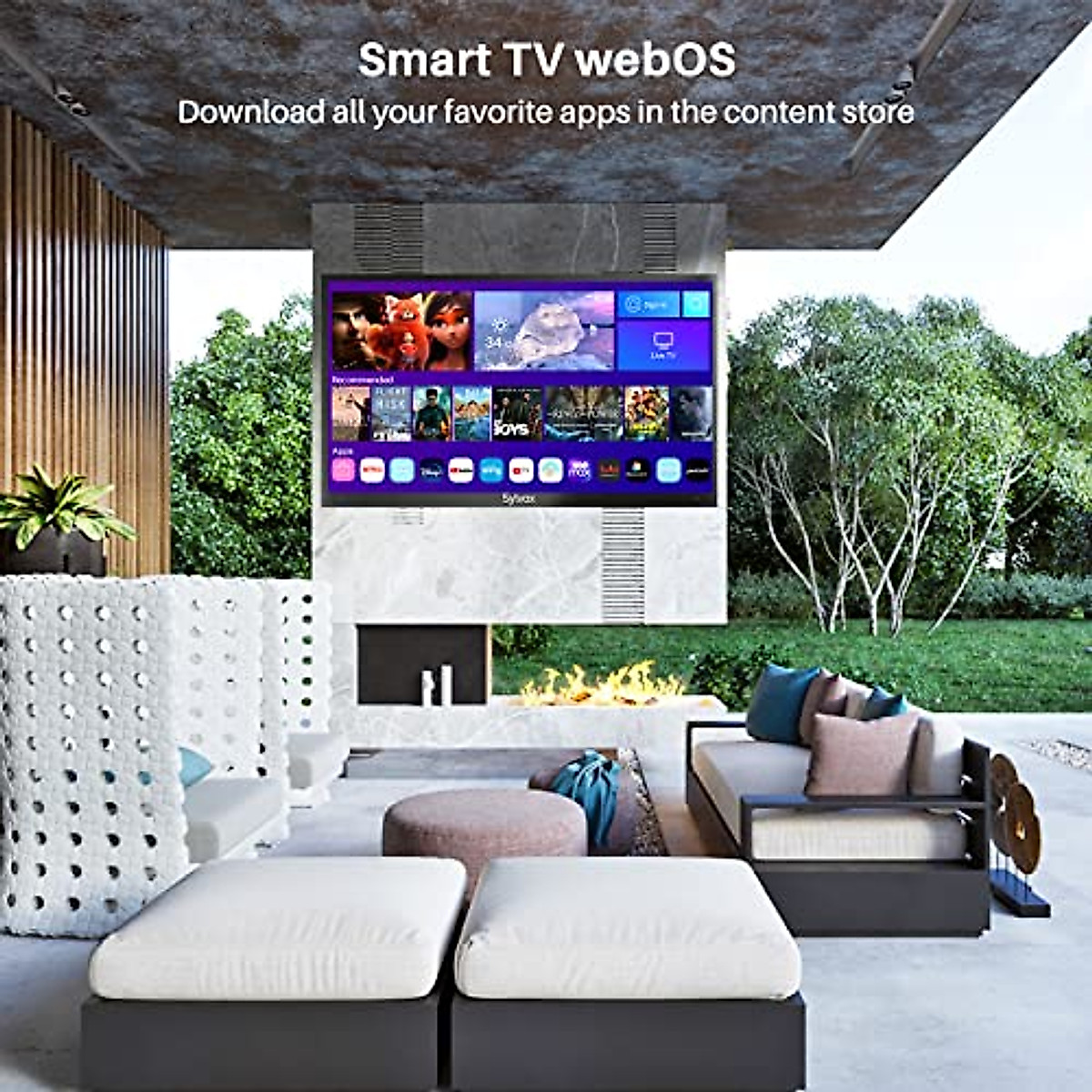 SYLVOX 43-inch Outdoor Smart TV, 4K UHD QLED Television for Outside, Smart TV Compatible with Alexa, 1000 nits, Weatherproof, Support Voice Control Download APPs WiFi Bluetooth (Deck Pro QLED Series)