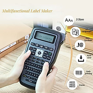 MarkDomain Label Maker Printer with 1pc JM-231 Label Tape, E1000 Label Machine and 4-Pack Compatible Label Tape Replacement for Brother TZe211 TZe-211 1/4"(6mm) x 26.2'(8m) Black on White