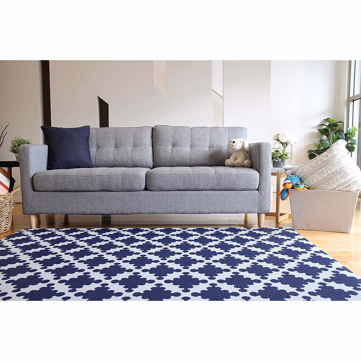 Cushmat Stylish Reversible Foam Play Mat (Large, Luxe Lite - Royal Blue Star) - Soft, Waterproof, Durable Play mat for Infants, Babies, Toddler, Kids & Grownup - 6.5ft x 4.5ft