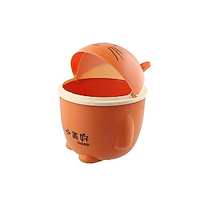 GUEDKIKL Cartoon Cat Trash Can, Mini Cute Garbage Storage Bin Orange Creative Desktop Waste Box Portable Garbage Can with Swing Lid for Livingroom Bedroom