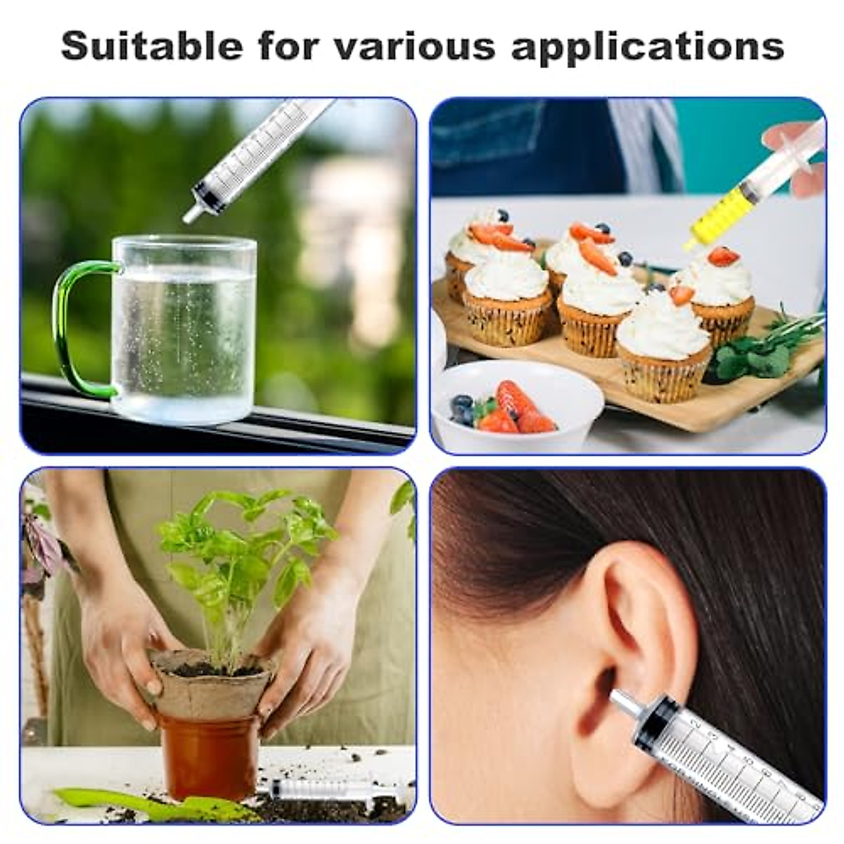 Amabro 5pcs Plastic Syringes - 1ml, 3ml, 5ml, 10ml, 20ml, No Needle Measuring Syringe Reusable Syringes for Scientific Lab Dispensing Liquid Measuring Watering Pet Feeding Oil or Glue Applicator