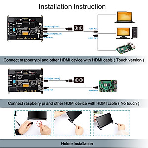 EVICIV Touch Screen 7" for Raspberry Pi, 1024X600 IPS Display Portable Monitor Dual-Speaker USB HDMI Computer Monitor Compatible with Raspb Pi 5/4/3/Zero/Windows/Drive-Free