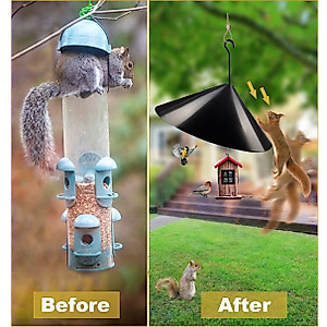 Queension Squirrel Baffle Wrap Guard Around Protects Hanging Bird Feeders for Outdoor Shepherd’s Hook, Save Bird Houses from Squirrels, Raccoons, and Rodents - Hang Mount 19 Inch 1pcs