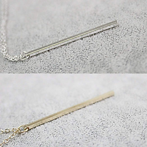 Artmiss Bar Pendant Necklace Gold Long Y-Necklace Delicate Lariat Chain Jewelry for Women(Silver)