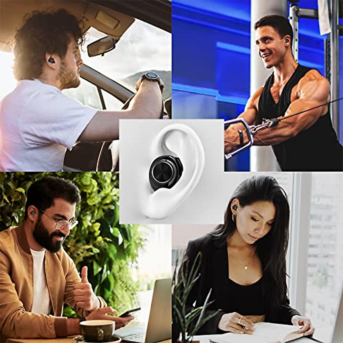 AKSONIC Wireless Earbuds, Bluetooth 5.0 45H Playtime TWS True Wireless Headphones for iPhone Android Workout Sports Sleep with Microphone Charging Case IPX4 Waterproof Button Control (Black)