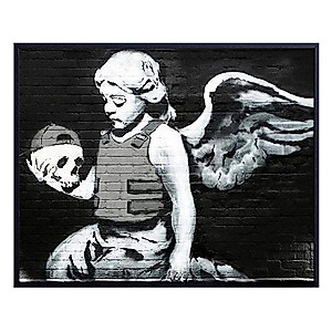 Banksy Fallen Angel with Skull Wall Art - Graffiti Wall Decor Street Art Poster Print - Urban Mural - 8x10 UNFRAMED