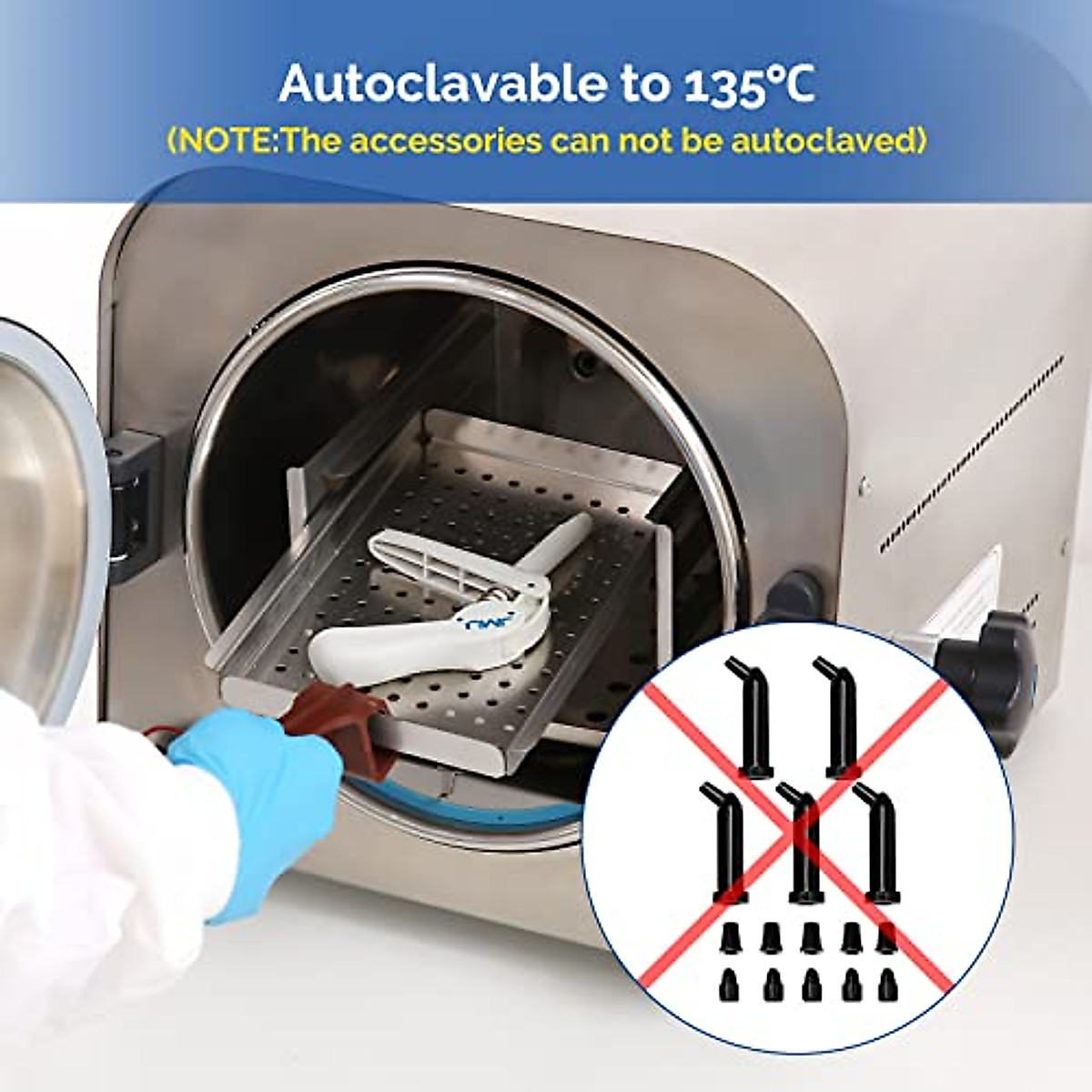 JMU Dental Composite Gun Dispenser Applicator Autoclavable, Comes with 5 Unidose Copsules Cartridge Tips, Plastic Caps