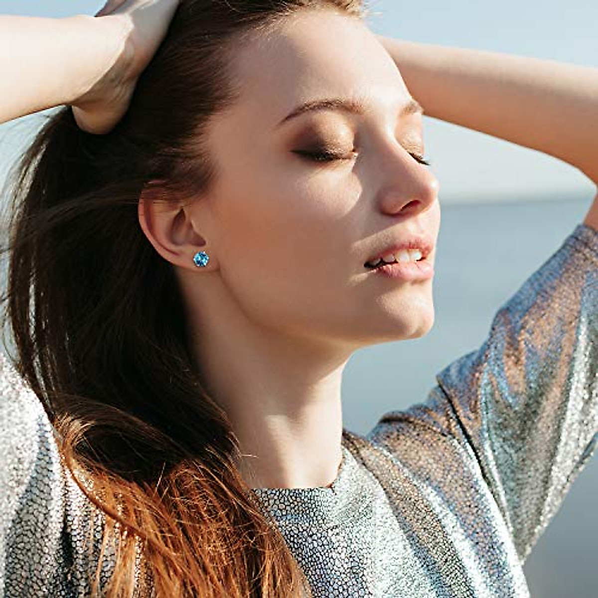 15 Pairs Stainless Steel CZ Stud Earrings for Women Hypoallergenic Cubic Zirconia Stud Earrings Sterling Birthstone Stud Earrings Set Multipack (10 mm)