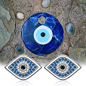 Evil Eye Earrings for Women Sterling Silver Blue Evil Eye Stud Earrings Mini Studs CZ Birthday Gifts