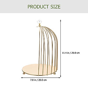 Hemoton Cupcake Stand Metal Bird Cage Makeup Organizer Cosmetic Rack Dessert Stand Necklace Earring Organizer Vanity Tray Perfume Lotion Bottle Shelf for Desk Organizer