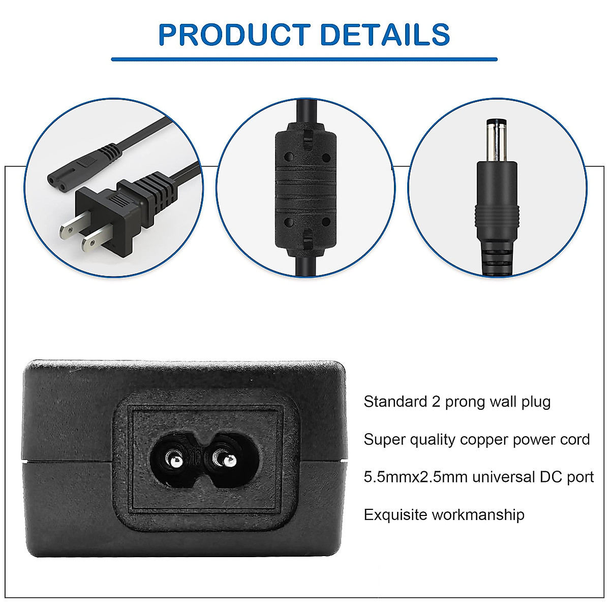 OPBYWE 12V 5A 60W Power Supply Adapter AC DC Converter 100V~240V to 12 Volt 5 Amp Transformer 5.5x2.1mm Plug for Christmas Tree LED Light Strips CCTV Security System LCD Monitor