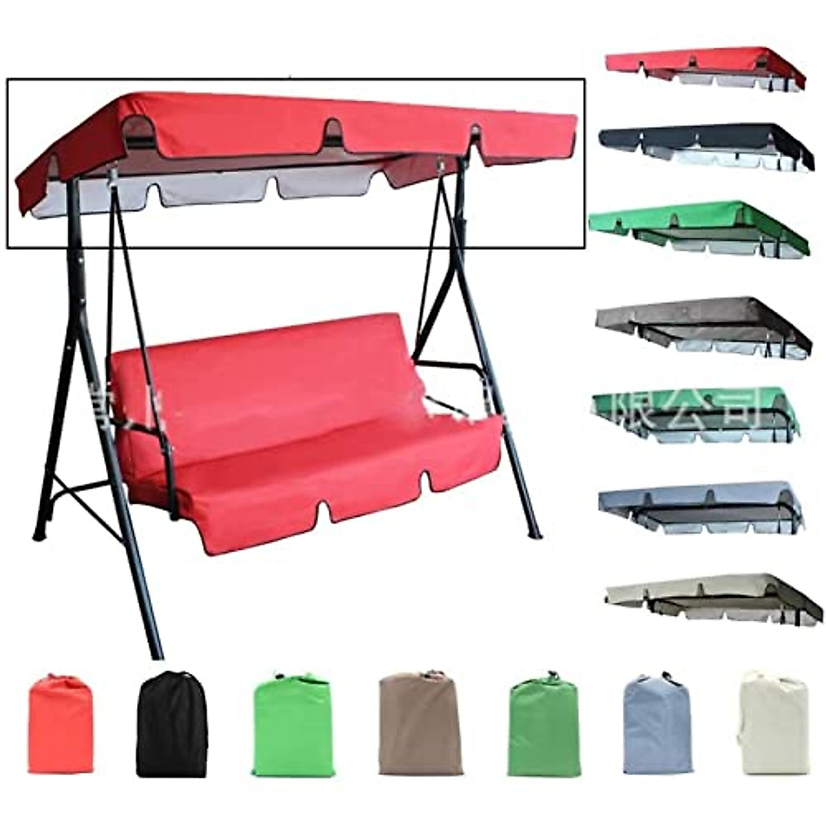 XYQSBY Swing Canopy Waterproof Replacement Canopy for Swing,Top Cover Set Swing Seater Chair Cover Protection Porch Swings Outdoor Canopy Swing Replacement Cover (Dark Green,195x125x15cm)