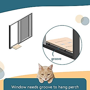 Cat Window Perch, Fit for 2 Cats, Natural Wood with Removable Fleece Mat Space Saving Cat Window Seat for Cats