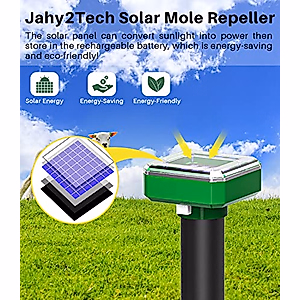 8 Pack Solar Mole Repellent Waterproof Ultrasonic Gopher Repellent Outdoor Animal Repeller Stakes Sonic Rodent Deterrent Vole Chaser for Patio Garden Farm Lawn