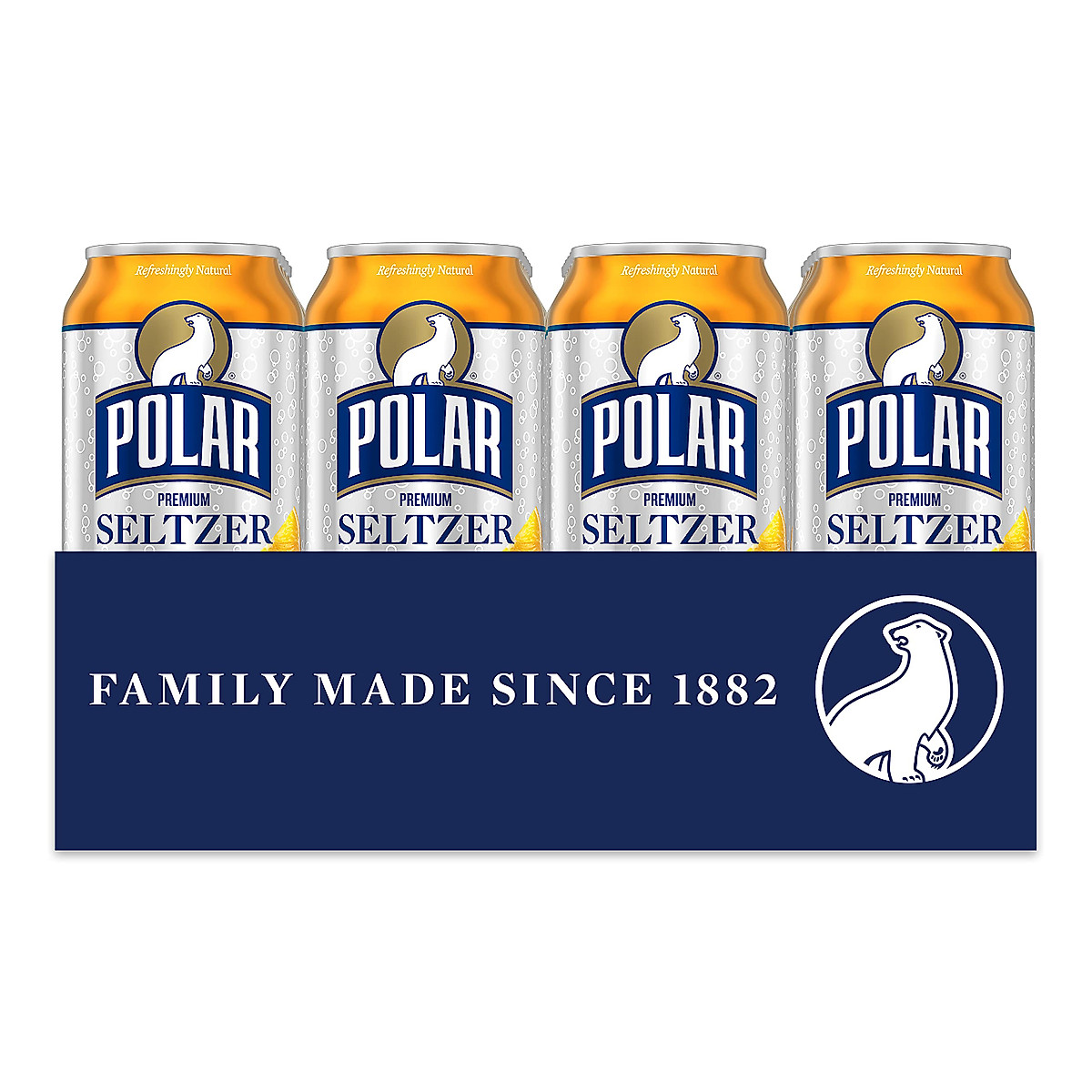 Polar Seltzer Water Orange Vanilla, 12 fl oz cans, 24 pack
