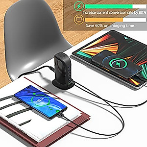 USB C Tower Charging Station, USB Charger Station 60W, 6 Ports USB Chargin Hub, 20W USB C Charger for iPhone 14/13/12/11 Pro Max Mini, X XS XR SE, iPad Pro/Air (UL Listed)