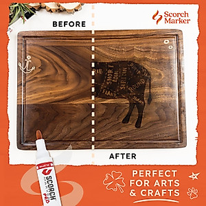 Scorch Marker Woodburning Pen Tool with Foam Tip and Brush, Non-Toxic Marker for Burning Wood, Chemical Wood Burner Set, Do-it-Yourself Kit for Arts and Crafts