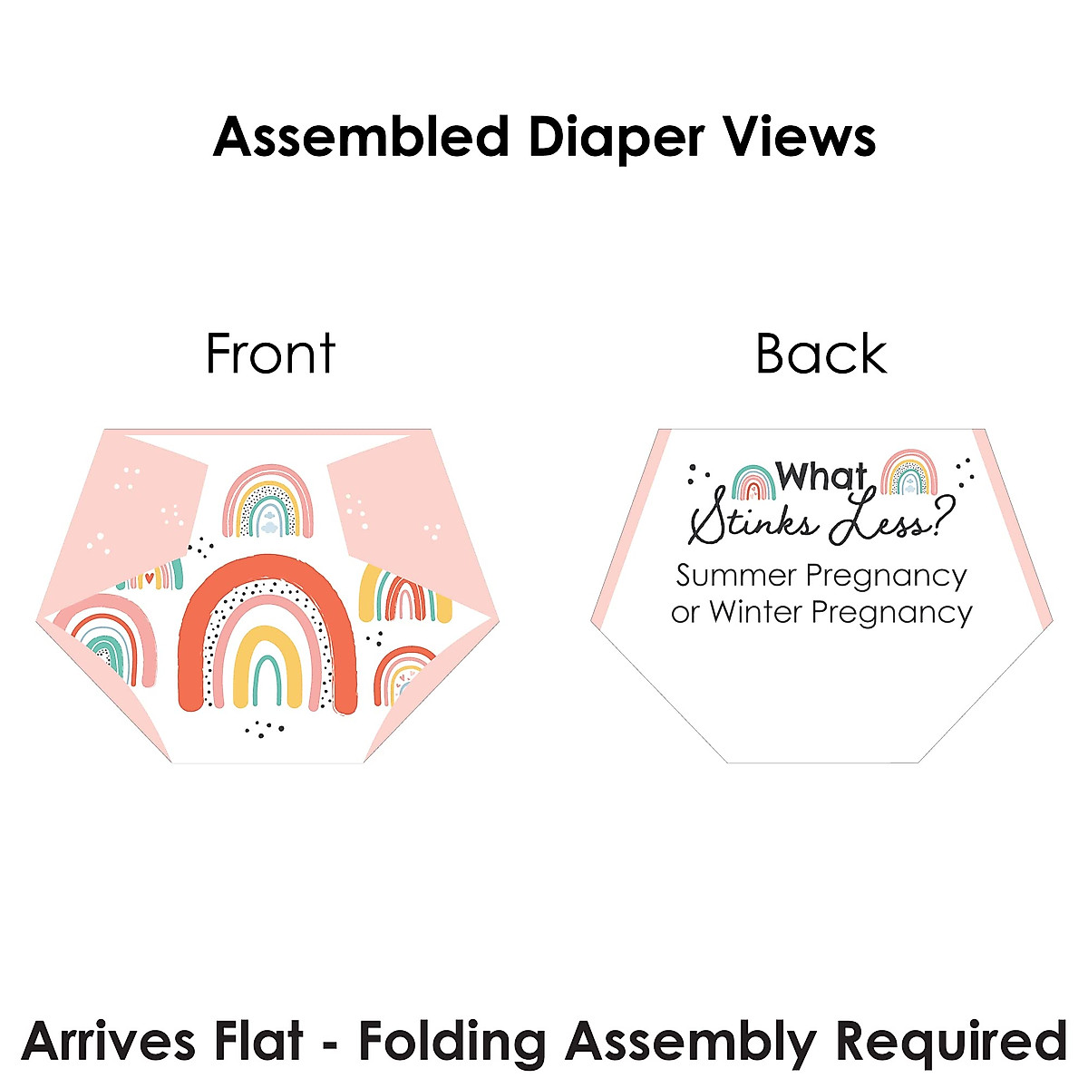 Big Dot of Happiness Hello Rainbow - Boho Baby Shower Conversation Starter - 2-in-1 Dirty Diaper Game - Set of 24