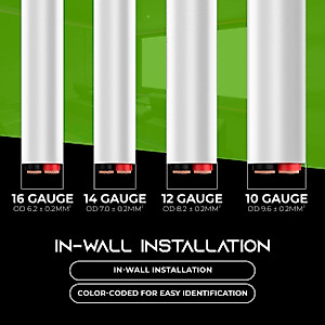 GearIT 16/2 Speaker Wire (100 Feet) 16 Gauge (Copper Clad Aluminum) - Fire Safety in Wall Rated Audio Speaker Wire Cable / CL2 Rated / 2 Conductors - CCA, 100ft