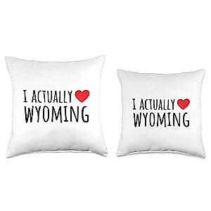 I Actually Love State Style (WYOMING) I Actually Love (Heart) Wyoming – American State Throw Pillow, 18x18, Multicolor