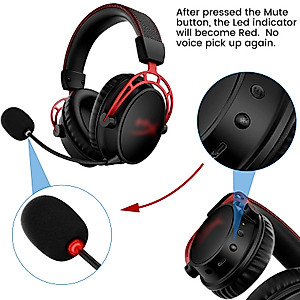 Mic Replacement for HyperX Cloud Alpha Wireless Gaming Headset, 3.5mm Detachable Noise Cancelling Microphone with LED Mute Indicator for PC, Xbox One, PS4, PS5 Black