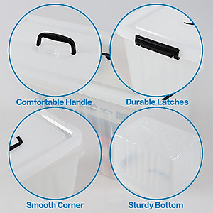 Hayixia Latching Storage Box Pack of 4, 22 Quart Storage Bins with Lids and Handles, Clear