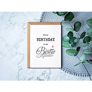 EirlysDesigns Birthday Card Best Friend. Happy Birthday To My Bestie - Love You Birthday Card - To My Best Friend - Happy Birthday, 5 x 7 inches