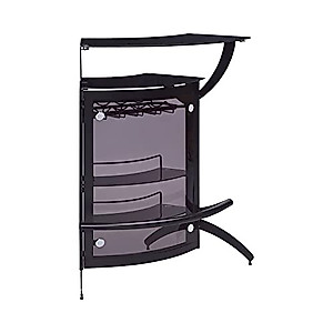 Coaster Furniture Modern Contemporary 3pc Curved Home Bar 61.75" Black ‎182135-S3