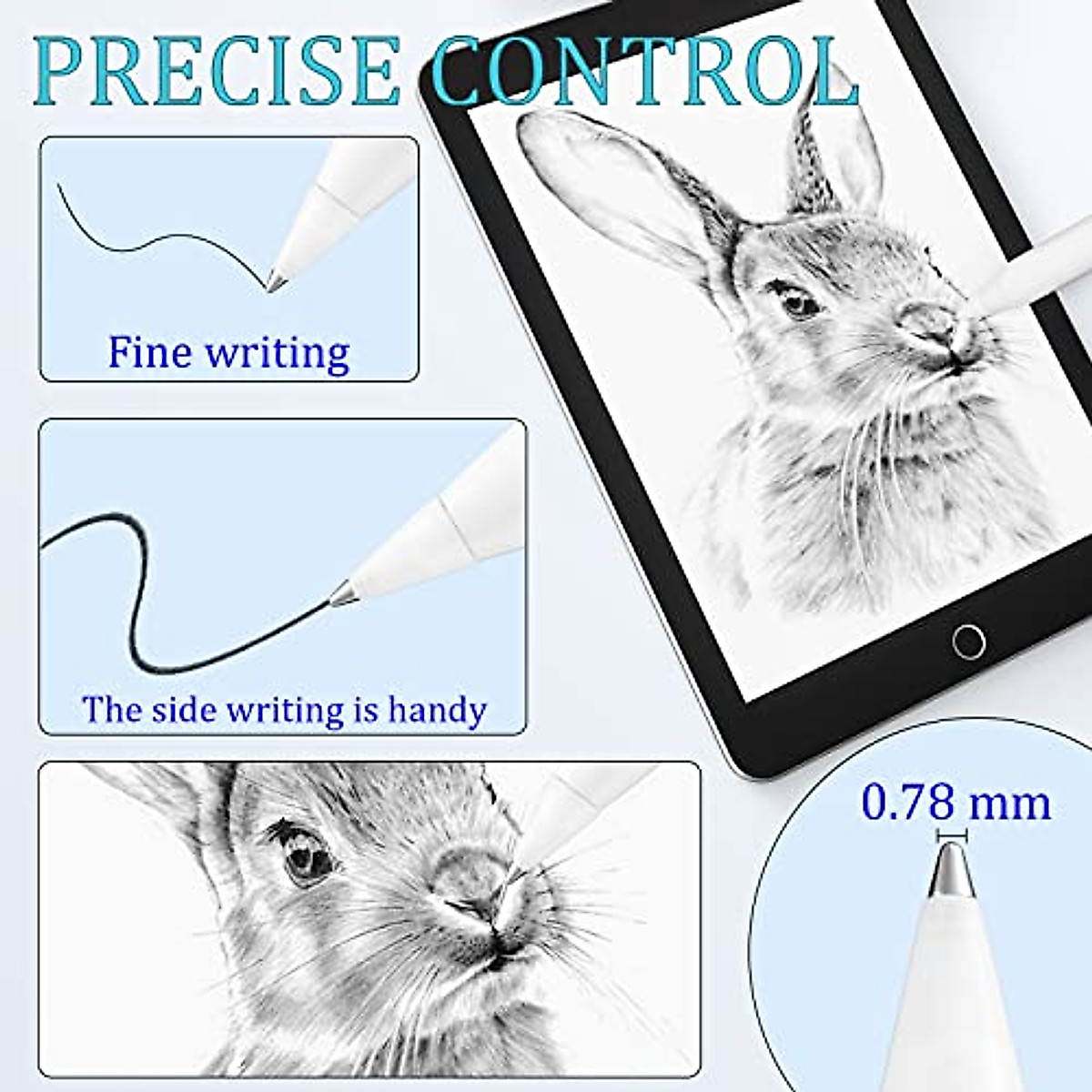 Realistic Pen Like Fine Point Pencil Tips Compatible with Apple Pencil 2nd 1st Generation,2 Pack Fine Tips Paperfeel Ipad Pro Pen 1st 2 Gen Replacement Nibs fits for Artists,Note-Takers ,White