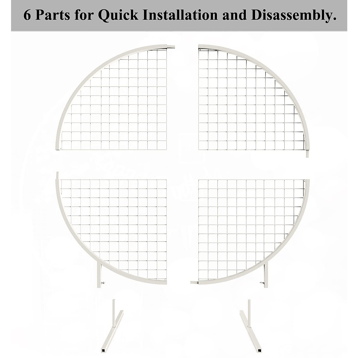 LANGXUN 5ft White Metal Round Balloon Arch kit, White Circle Mesh Arch Stand for Wedding Decorations, Birthday Party Decorations, Baby Shower Decorations, Graduation Party, Photo Backdrop Decoration