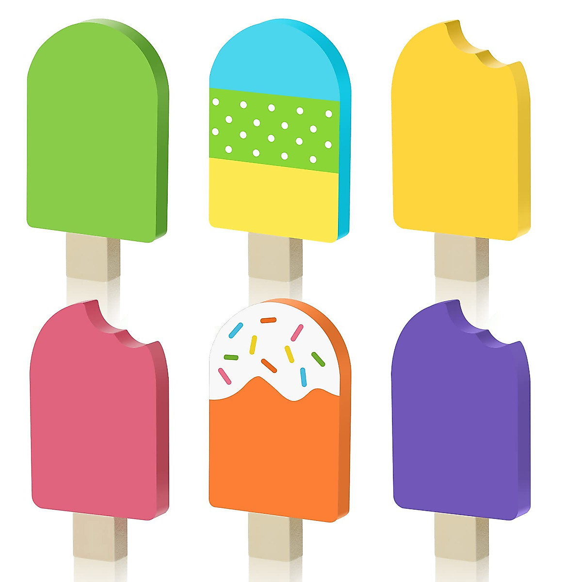 6 Pcs Summer Tiered Tray Decor Hawaii Ice Cream Tiered Tray Decor Summer Wooden Table Decorations Ice Cream Tray Decor Summer Table Signs for Kitchen Home Summer Party Home Supplies