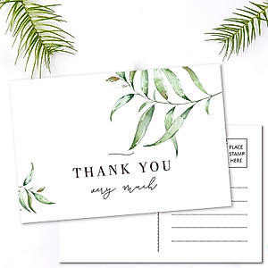 50 Greenery Thank You Postcards, Thank You Cards for Wedding, Bridal Shower,Baby Shower, Birthday, Business, Blank Postcards, 4x6 Inches.