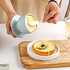 KOOV Porcelain Butter Crock, French Butter Dish, Ceramic Butter Keeper for Counter, Big Capacity, Elegant Blue Collection (Sky)