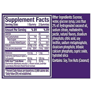 ZzzQuil VICKS Pure Kidz + Immunity, Melatonin Sleep Aid Gummies for Kids and Children, Zinc for Immune Support, Low Dose Melatonin, Berry Flavored, 60 Gummies