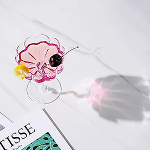 Colorful Wiggly Spiral Cocktail Coupe Glass | Fun Swirly Squiggly Stem Dessert Bowl Glass | Clear Colored Pastel Flower Shaped Glasses Handblown Unique Retro Goblet, Cocktails & Wine Glassware