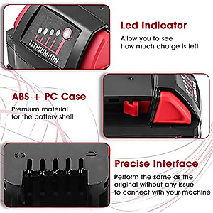 【2-Pack 18V 6.0Ah】Lithium Replacement Battery Compatible with Milwaukee 18V Battery for M18 Battery 48-11-1820 48-11-1850 48-11-1815 48-11-1852 48-11-1822 48-11-1828 48-11-10 48-11-1811 48-11-1840