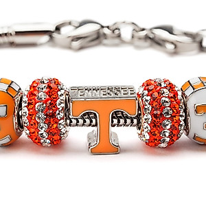 University of Tennessee Charm for Charm Bracelets - Tennessee Orange Power T Bead - Hypoallergenic Stainless Steel Charms - Tennessee Vols Gifts for Her