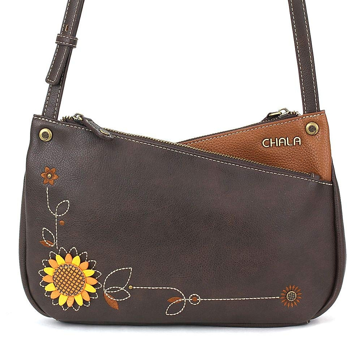 CHALA Sunflower Collection RFID Nylon Cross Body Bag (Navy 6.25 x 8)